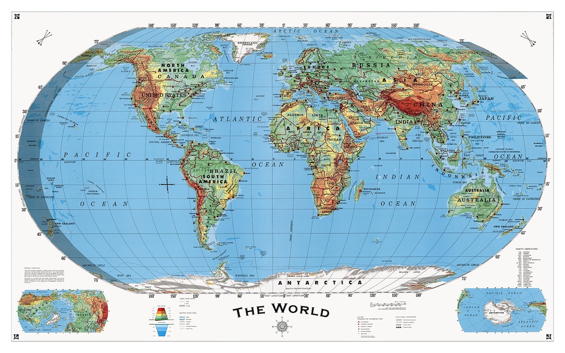 Large Map of the World. Big World Map. World Wall Map. Up to | Etsy