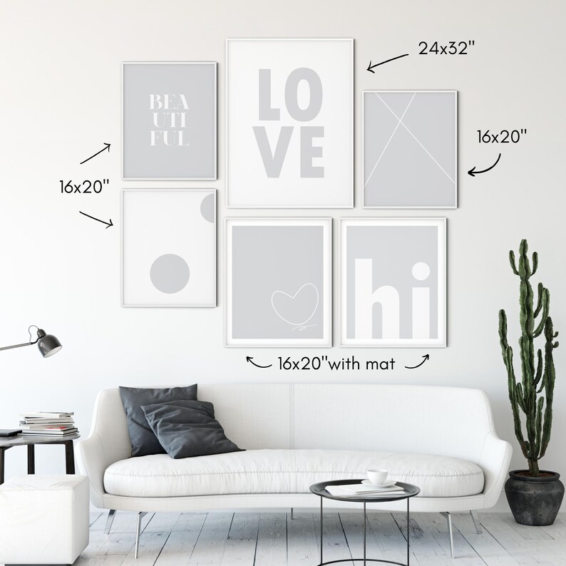 Gallery Wall Set Poster Set of 6 Prints Monochrome Wall | Etsy
