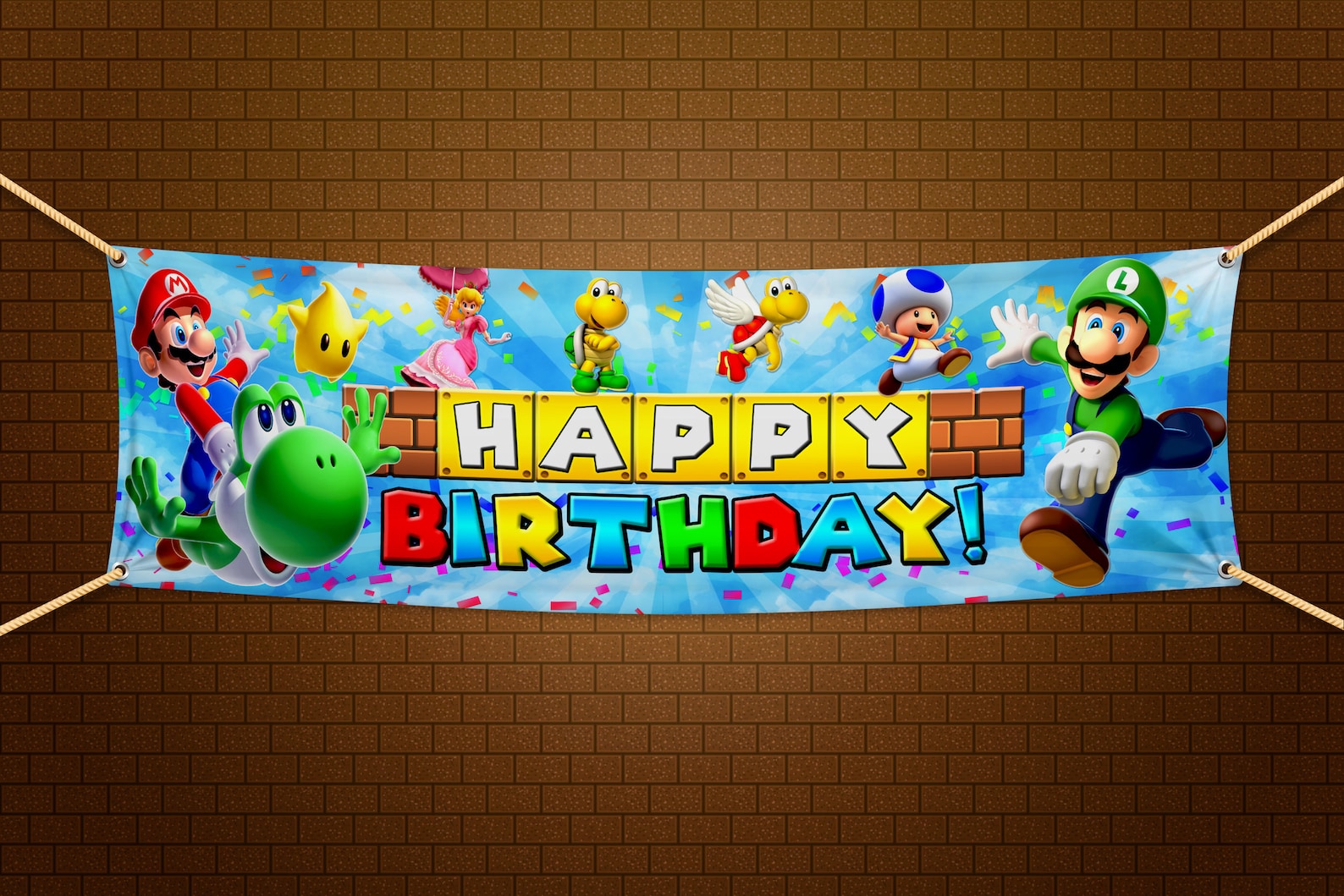 Instant Download Super Mario Bros Happy Birthday Banner 6x2 | Etsy