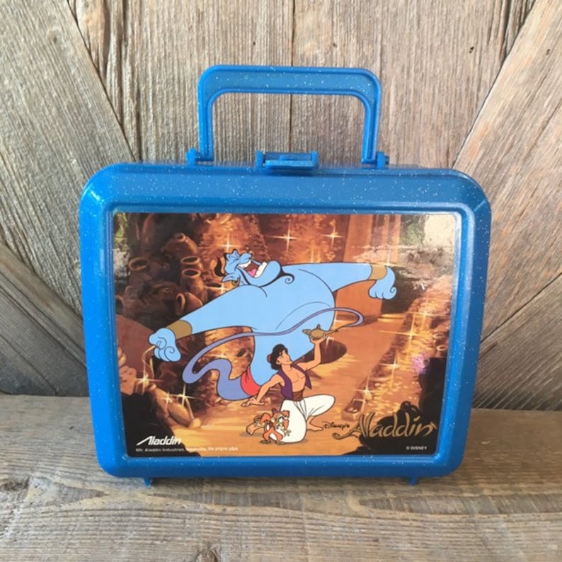 Aladdin Lunch Box Vintage 90's Disney Sparkle Blue | Etsy