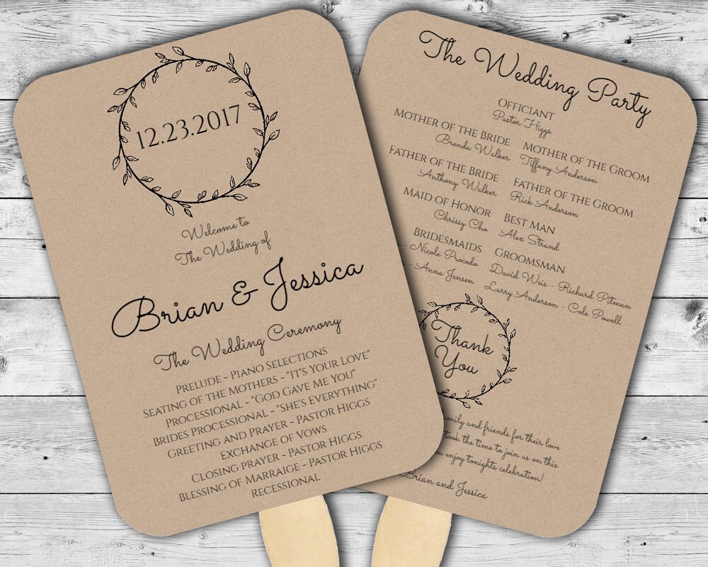 Printable Wedding Program Template Kraft Paper Wedding | Etsy