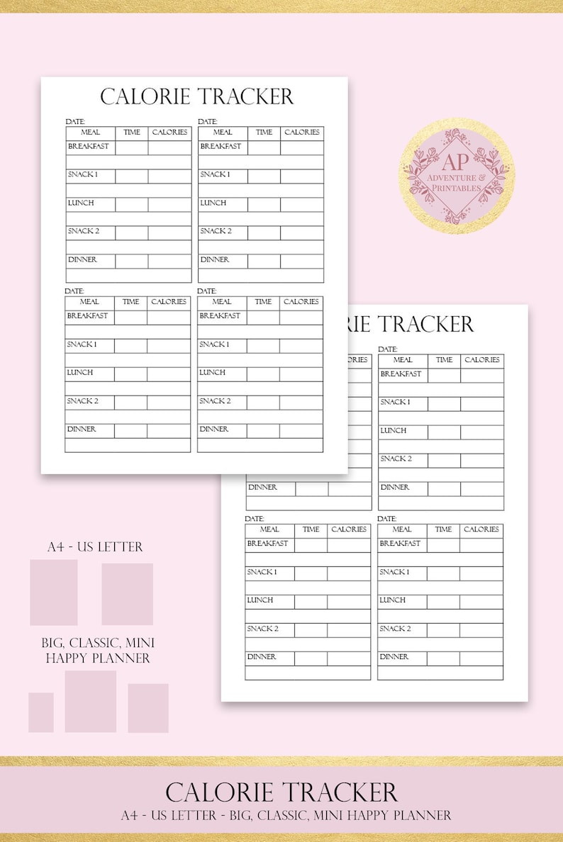 Daily Calorie Intake Tracker Printable Insert Meal Planner | Etsy
