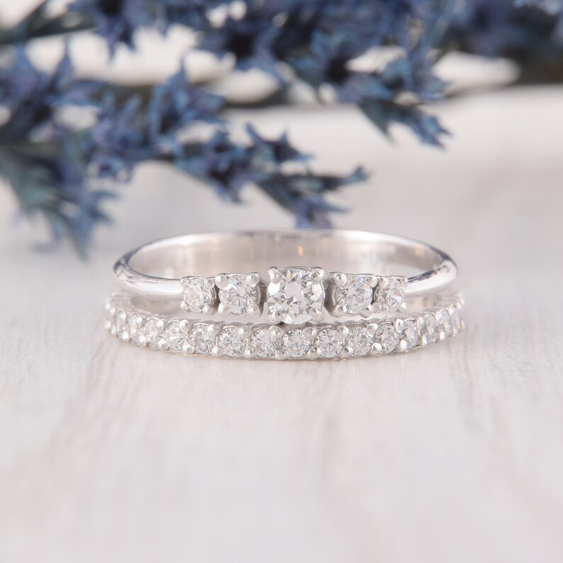 Women promise ring Promise ring for her White cz ring Cz | Etsy