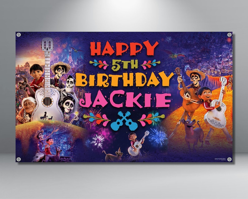 Coco Birthday Banner Coco Banner Coco Backdrop Disney | Etsy