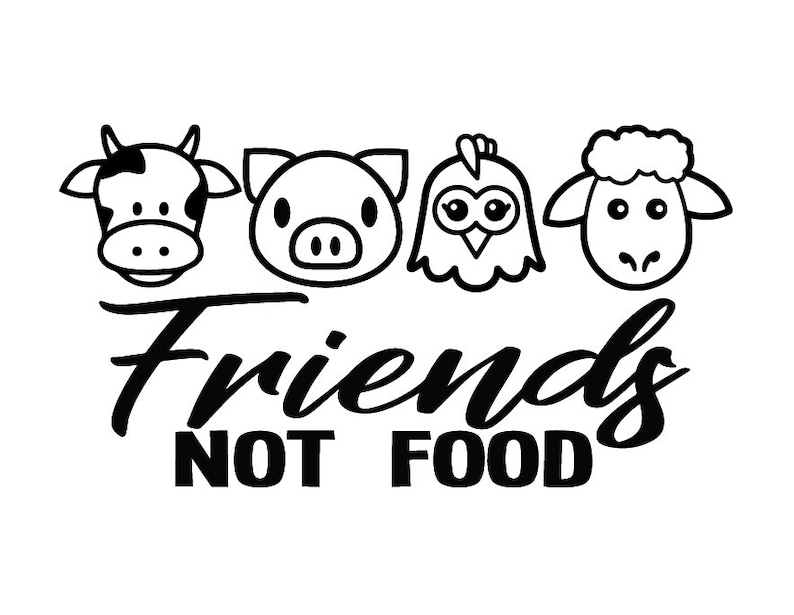 Vegan Friends Not Food ORIGINAL Die Cut One Color Decal Window | Etsy