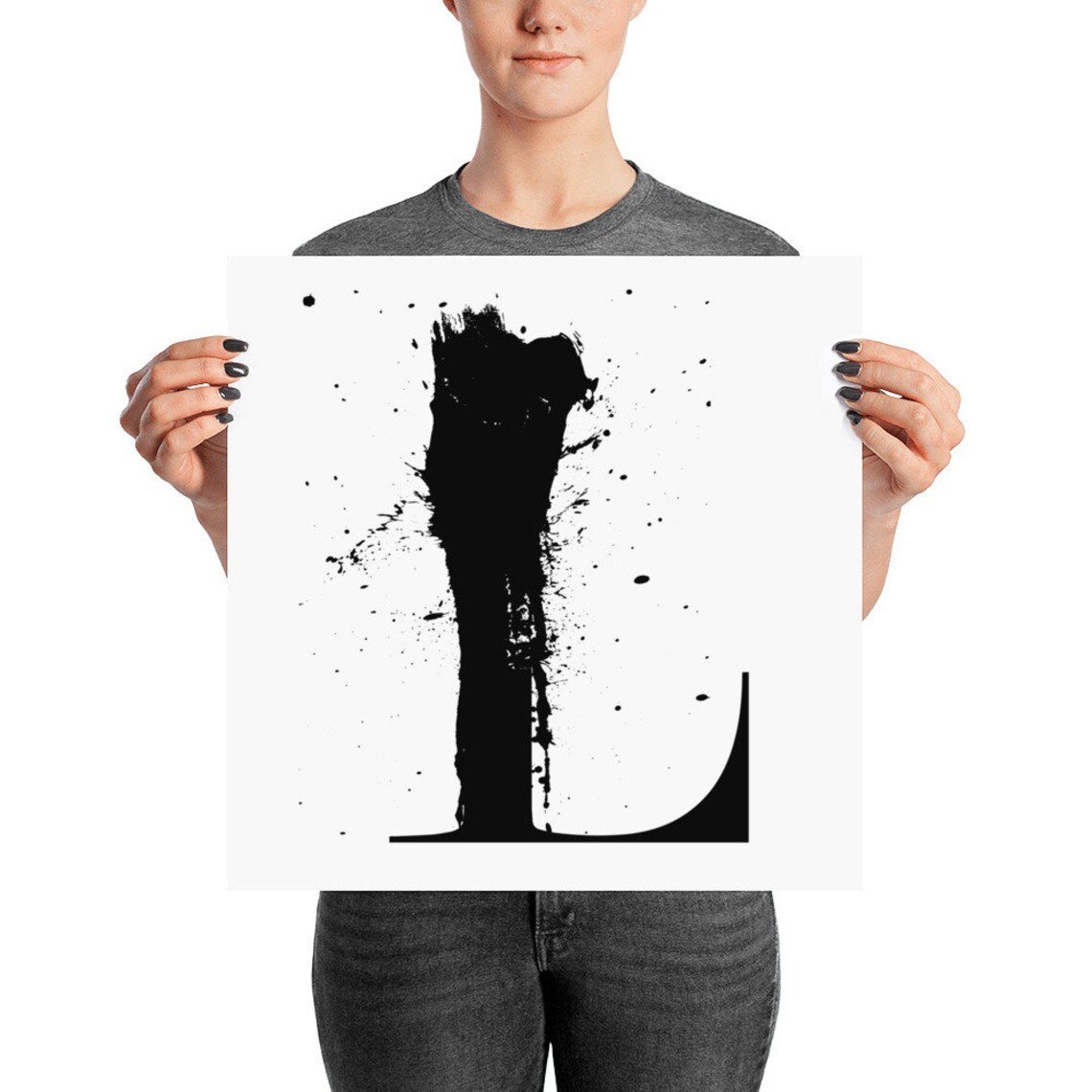 Letter L print modern calligraphy Letter L art Ink splash | Etsy