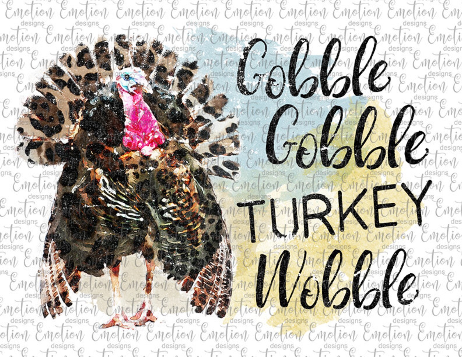 Gobble Gobble Turkey Wobble PNG clipart instant download | Etsy