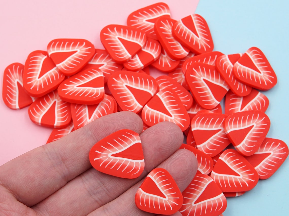 20mm Strawberry Polymer Clay Fruit Slices | Etsy