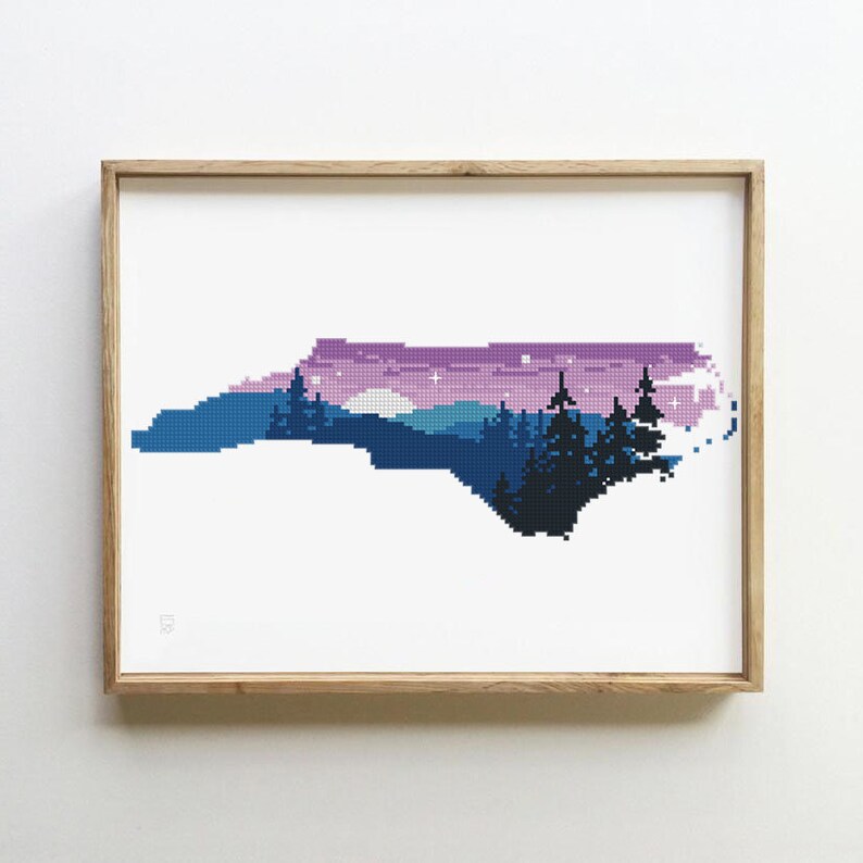 North Carolina state cross stitch pattern skyline landscape | Etsy