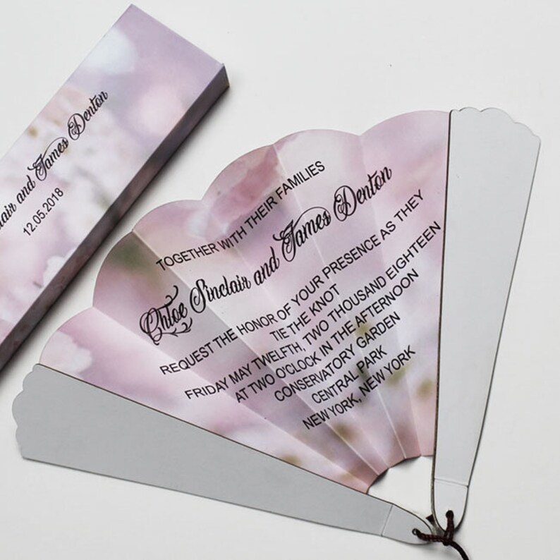 Fan Wedding Invitations Floral Fan Invitations Custom | Etsy
