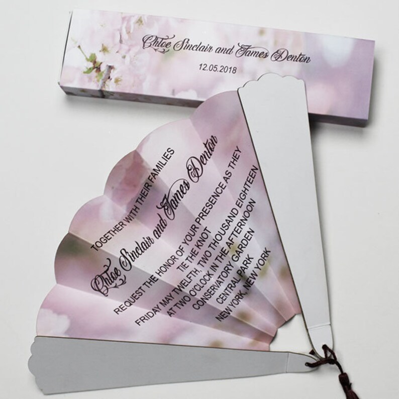 Fan Wedding Invitations Floral Fan Invitations Custom | Etsy