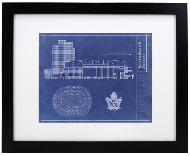 Toronto Maple Leafs ScotiaBank Arena blueprint art print. 5x7 | Etsy