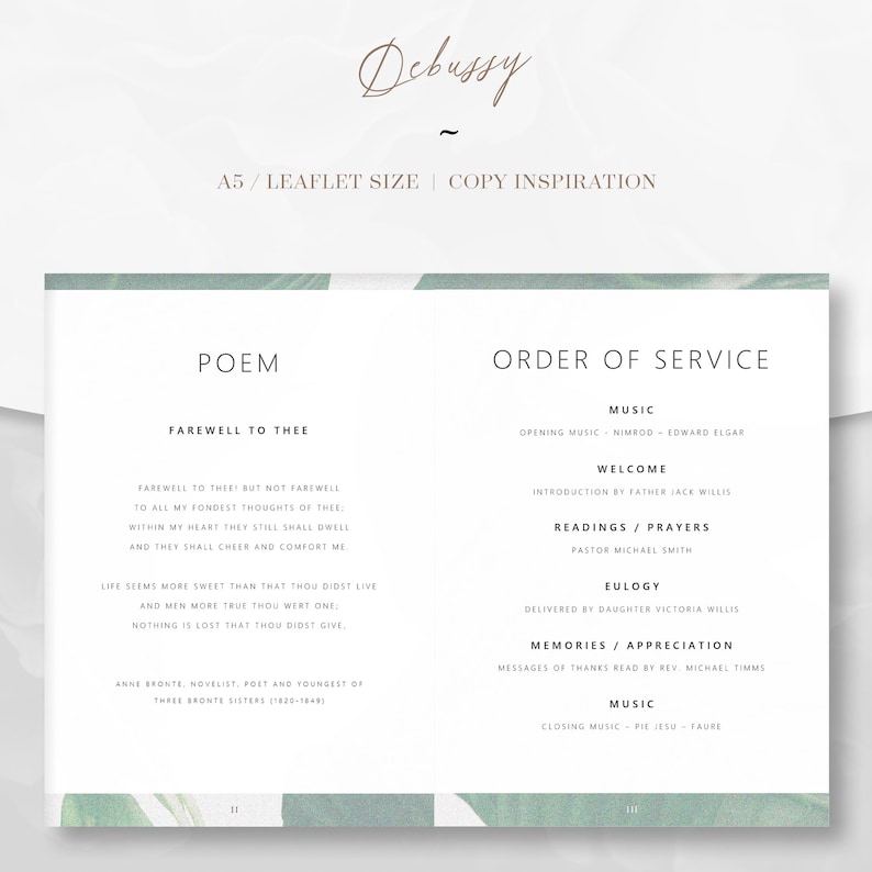 Order Of Service Funeral Template For Word Editable Funeral Etsy