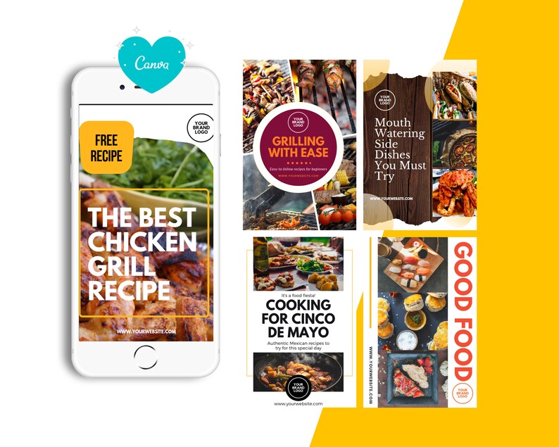 Food Blogger Pinterest Templates for Canva. Food Pinterest | Etsy