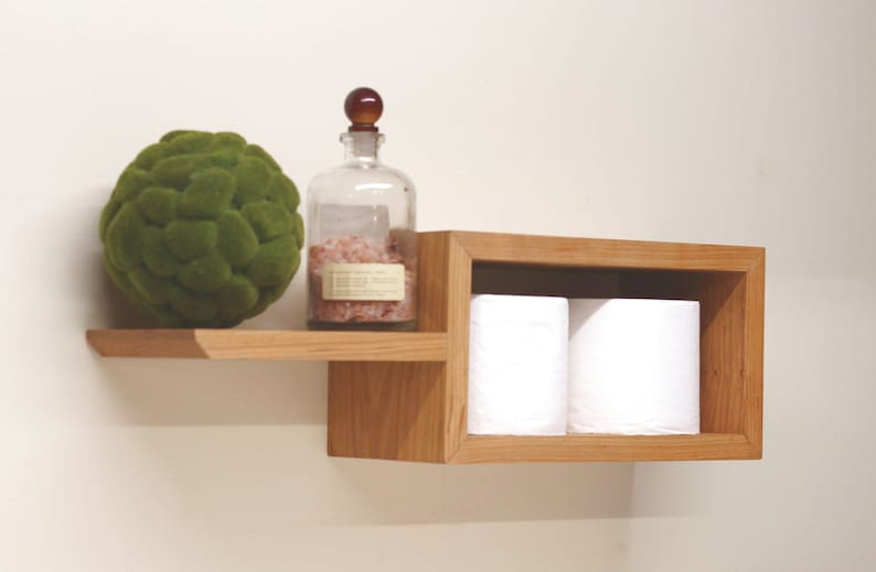 Wood Display Shelf with Cubby Natural Finish Wooden Floating | Etsy