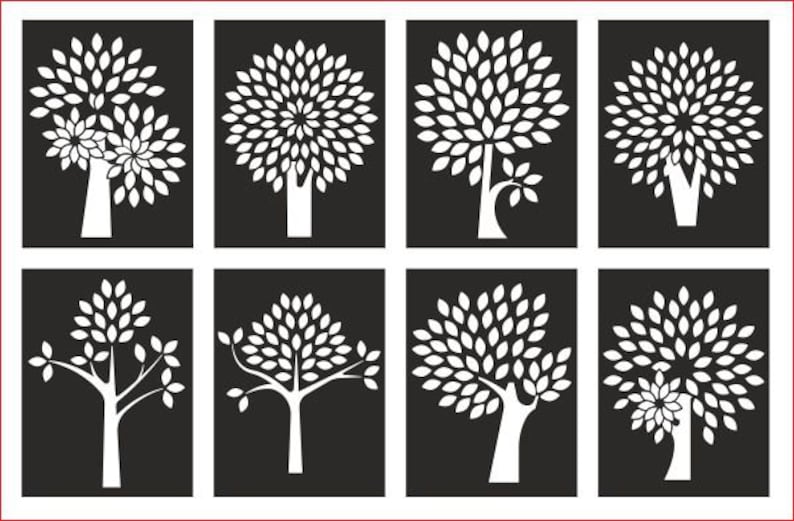 8 Tree Panel Stencil Wall Decal Patterns Laser CNC | Etsy