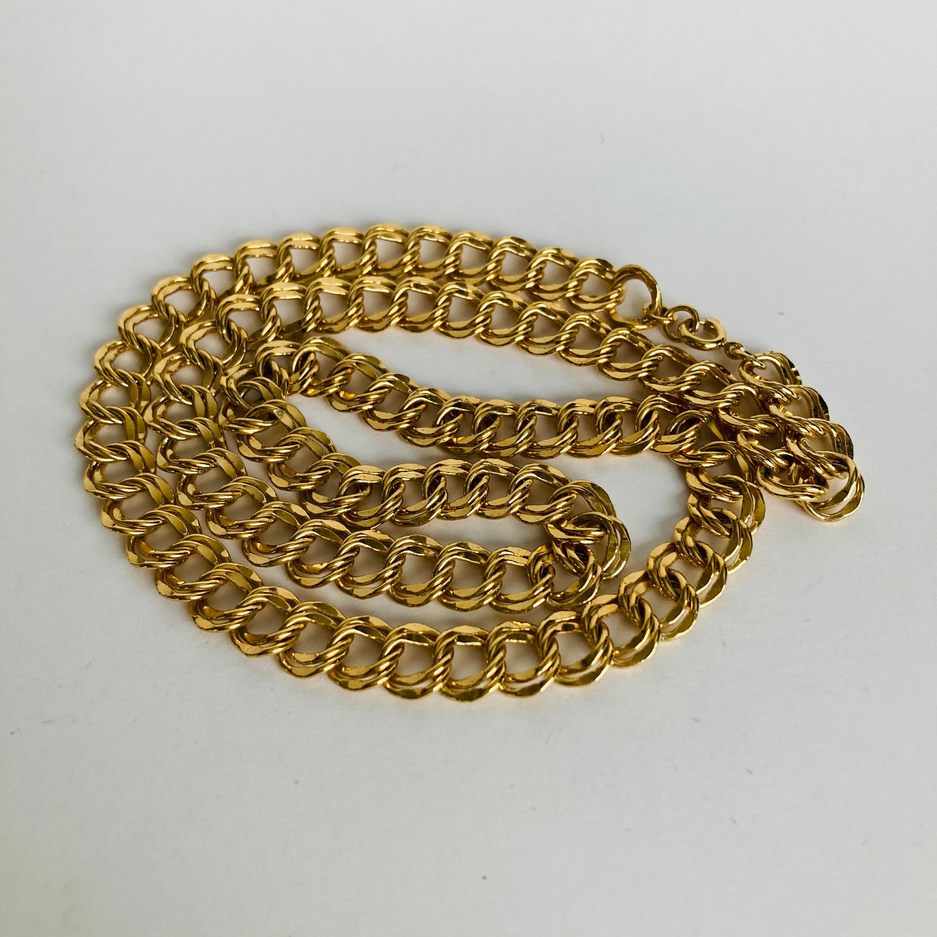 Double Curb Chain necklace 23 inch Necklace Gold Tone Curb | Etsy