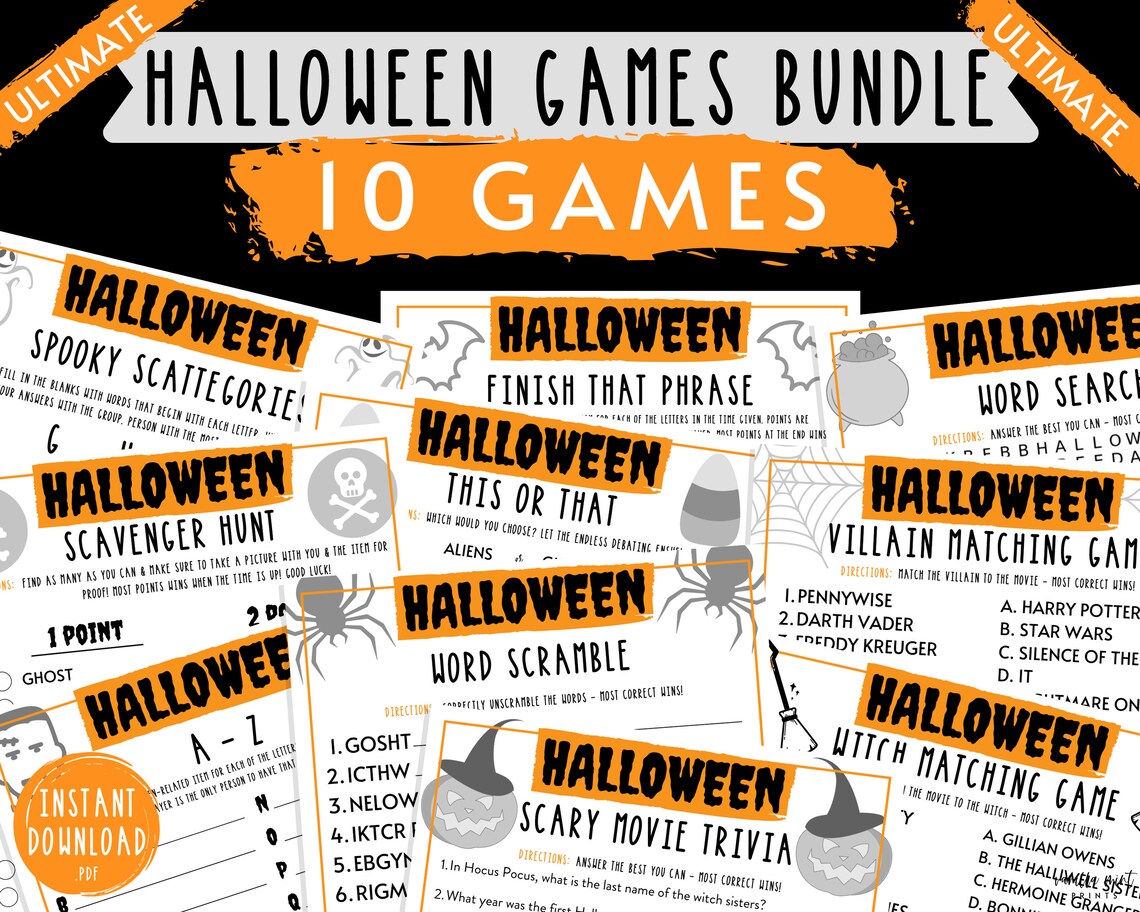 Halloween Party Games BUNDLE 10 Halloween Printable Games | Etsy