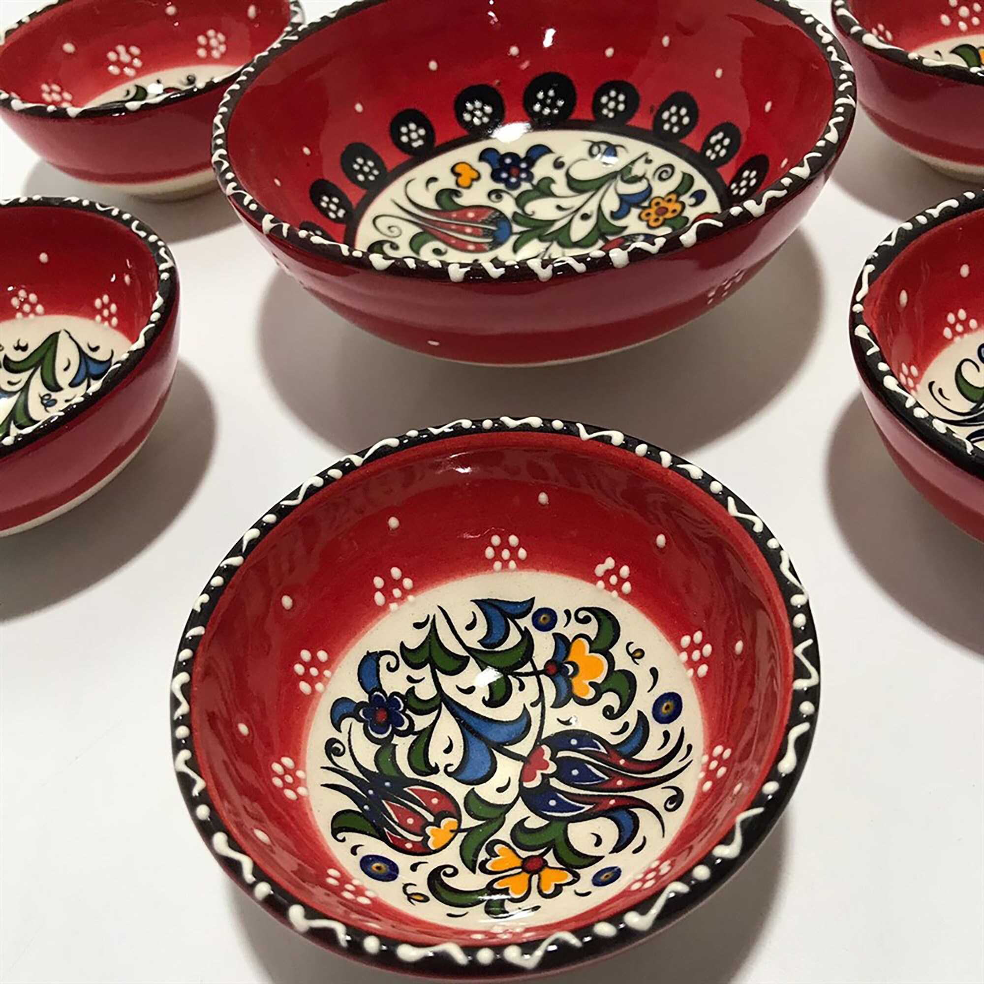 7x Turkish Ceramics Bowls Set Handmade Dishes Hand Painted | Etsy