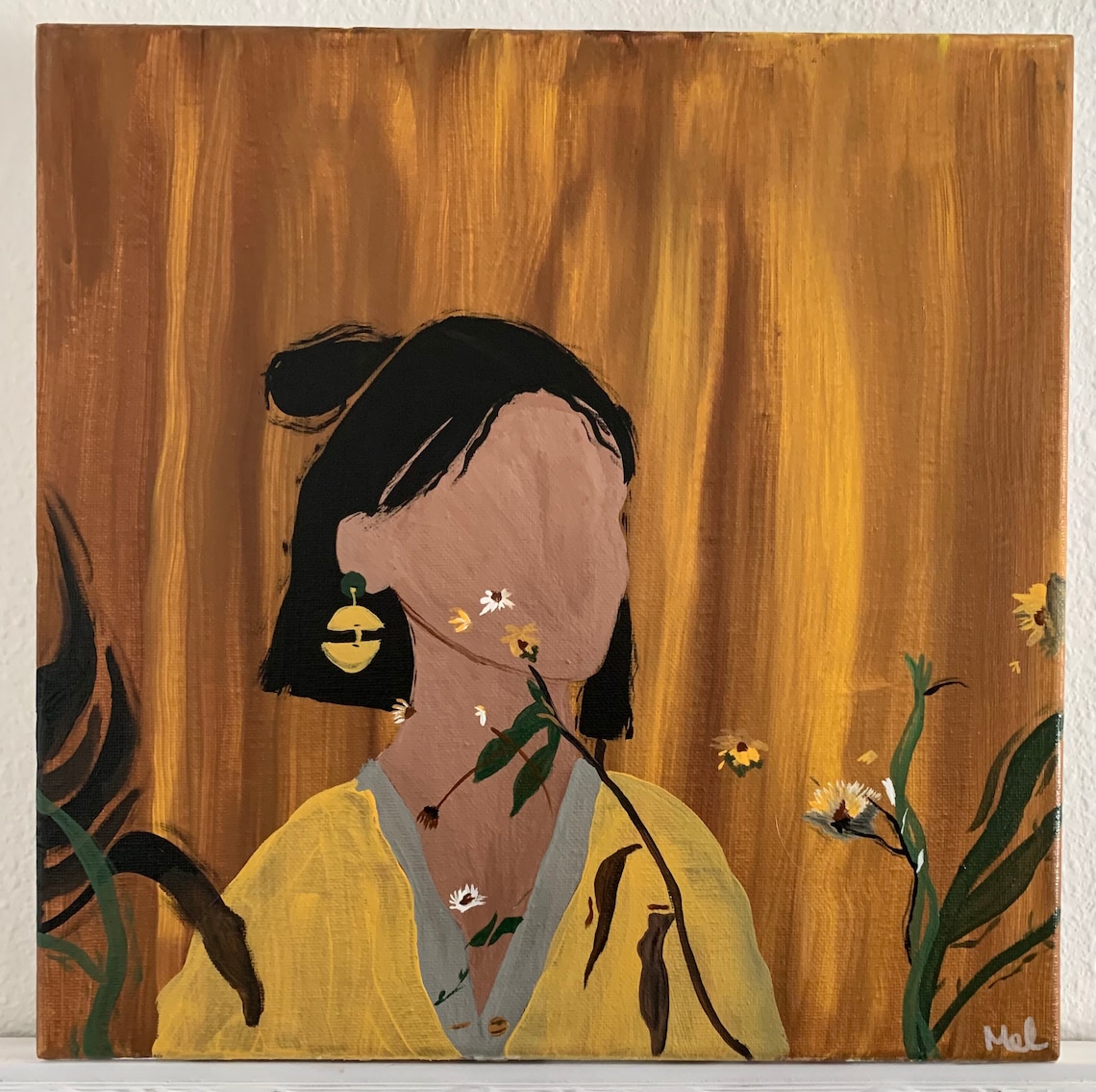 Boho Acrylic Canvas Painting Wall Art | Etsy