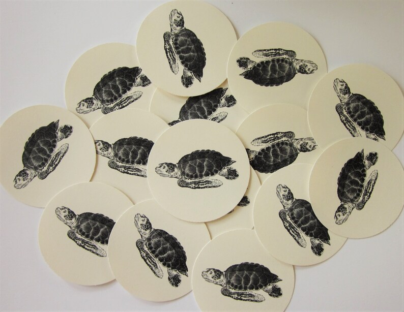 Sea Turtle Tags Round Paper Gift Tags Set of 10 | Etsy