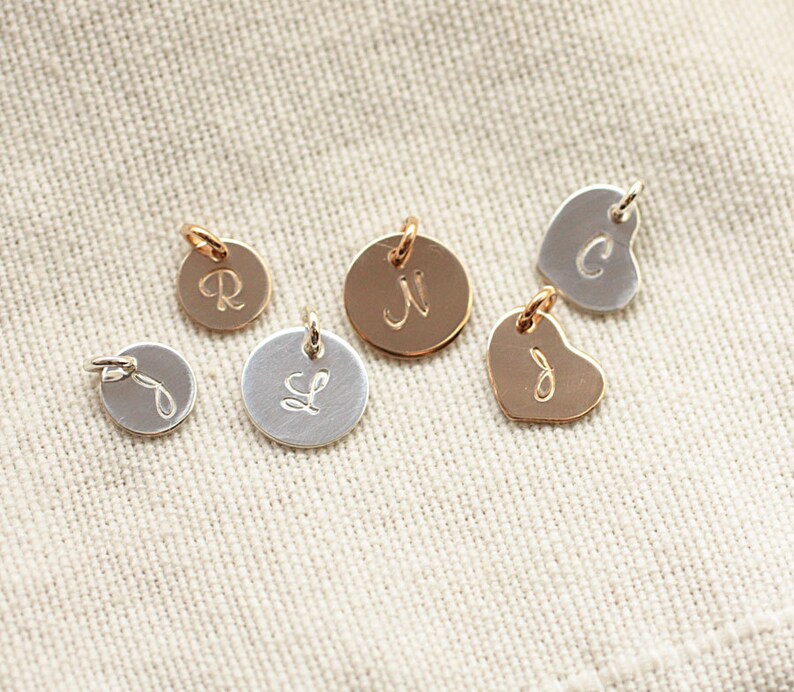 ADD ON Personalized Hand Stamped Initial Charm Add On to | Etsy