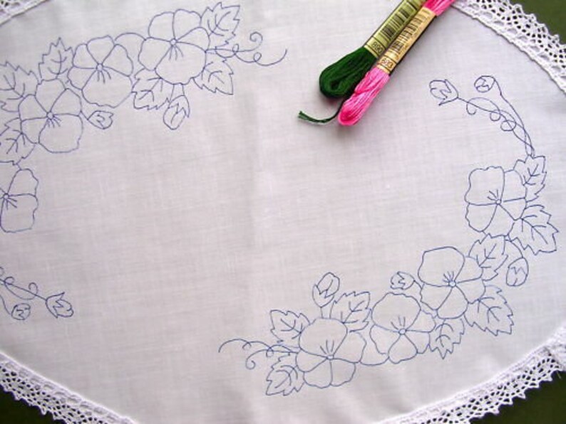 Ready to Embroider Oval Table Centre with a Unique Embroidery | Etsy