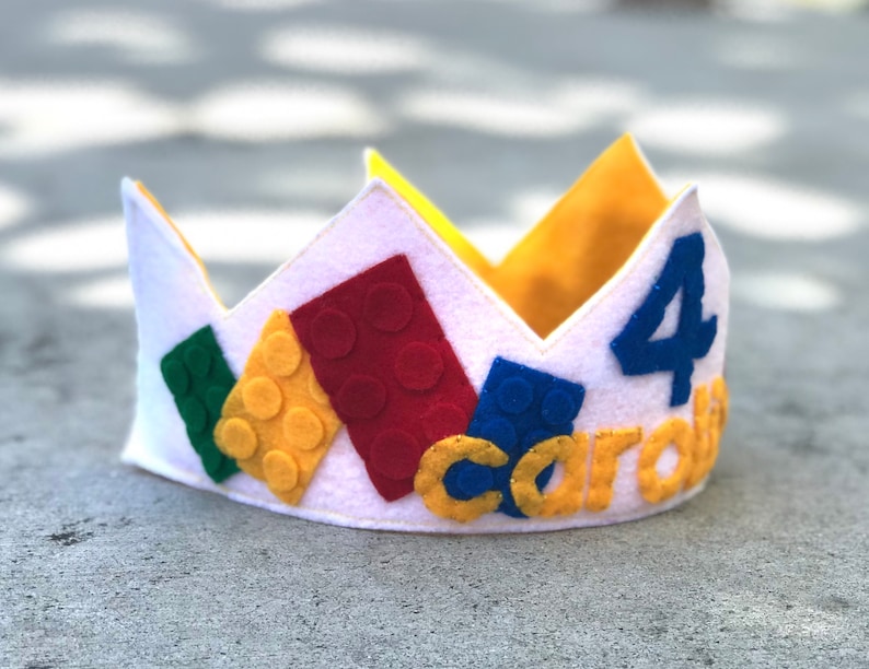 Personalized Lego Felt Birthday Crown Lego Birthday | Etsy