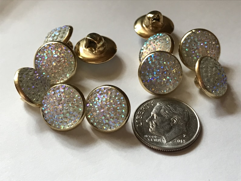10 acrylic crystal gold metal back shank buttons 13 mm 33 | Etsy