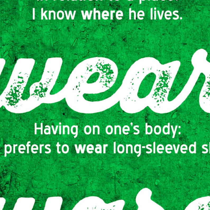 Grammar Print Where Wear Ware Difference English Teacher Gifts | Etsy