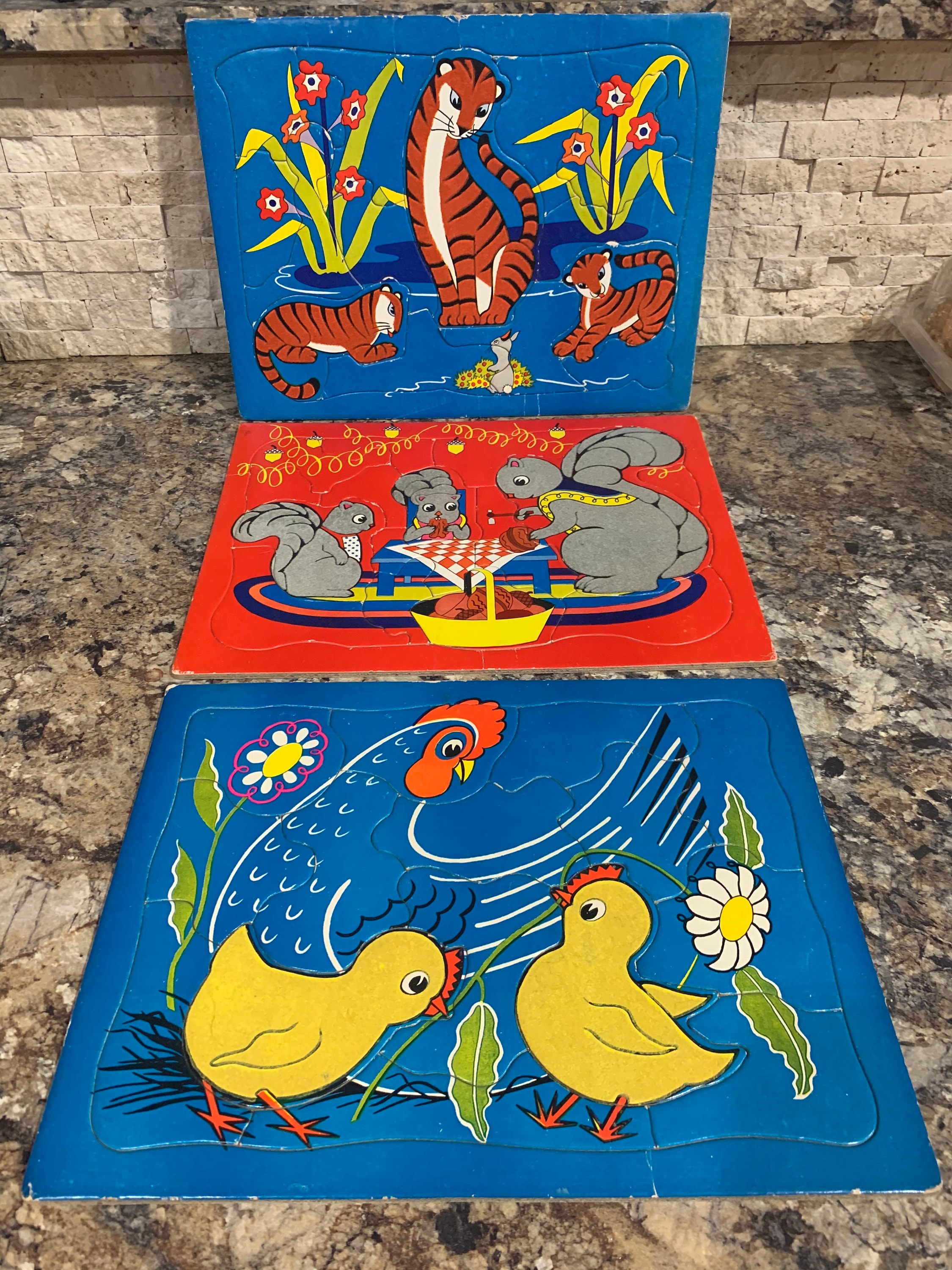 Vintage 1950s Jigsaw Puzzles Set of Three Sensory Puzzles | Etsy