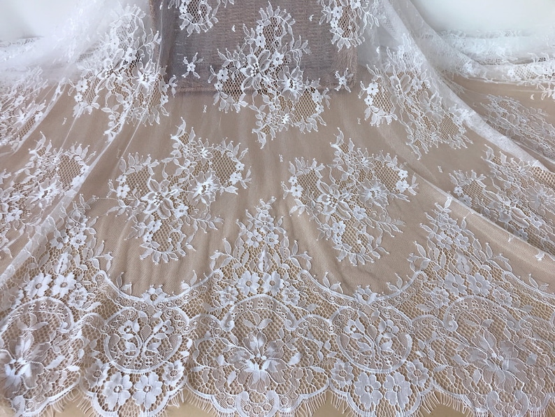 French Chantilly Lace Fabric Elegant Floral Lace Off-white | Etsy