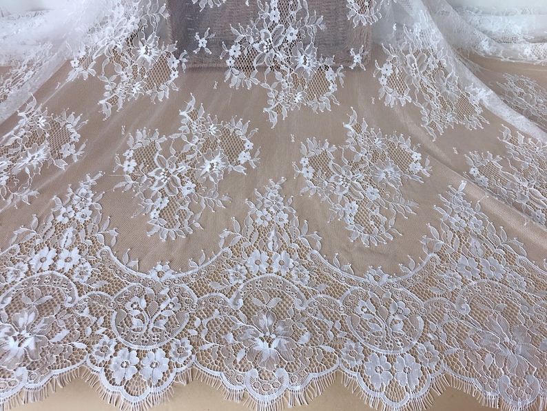 French Chantilly Lace Fabric Elegant Floral Lace Off-white | Etsy