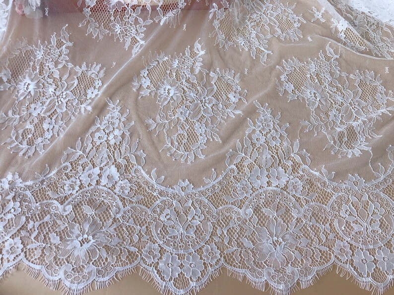 French Chantilly Lace Fabric Elegant Floral Lace Off-white | Etsy