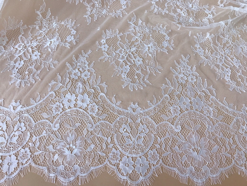 French Chantilly Lace Fabric Elegant Floral Lace Off-white | Etsy