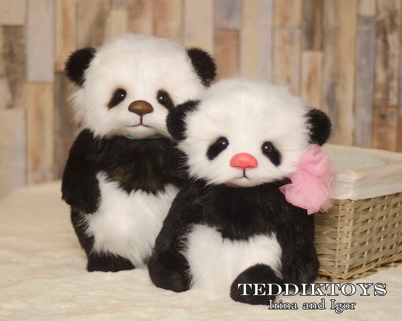 Panda bears handmade plush stuffed teddy bear OOAK | Etsy