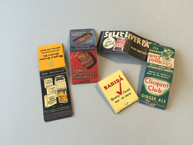 VINTAGE MATCHBOOKS Food matchbooks advertising matchbooks | Etsy