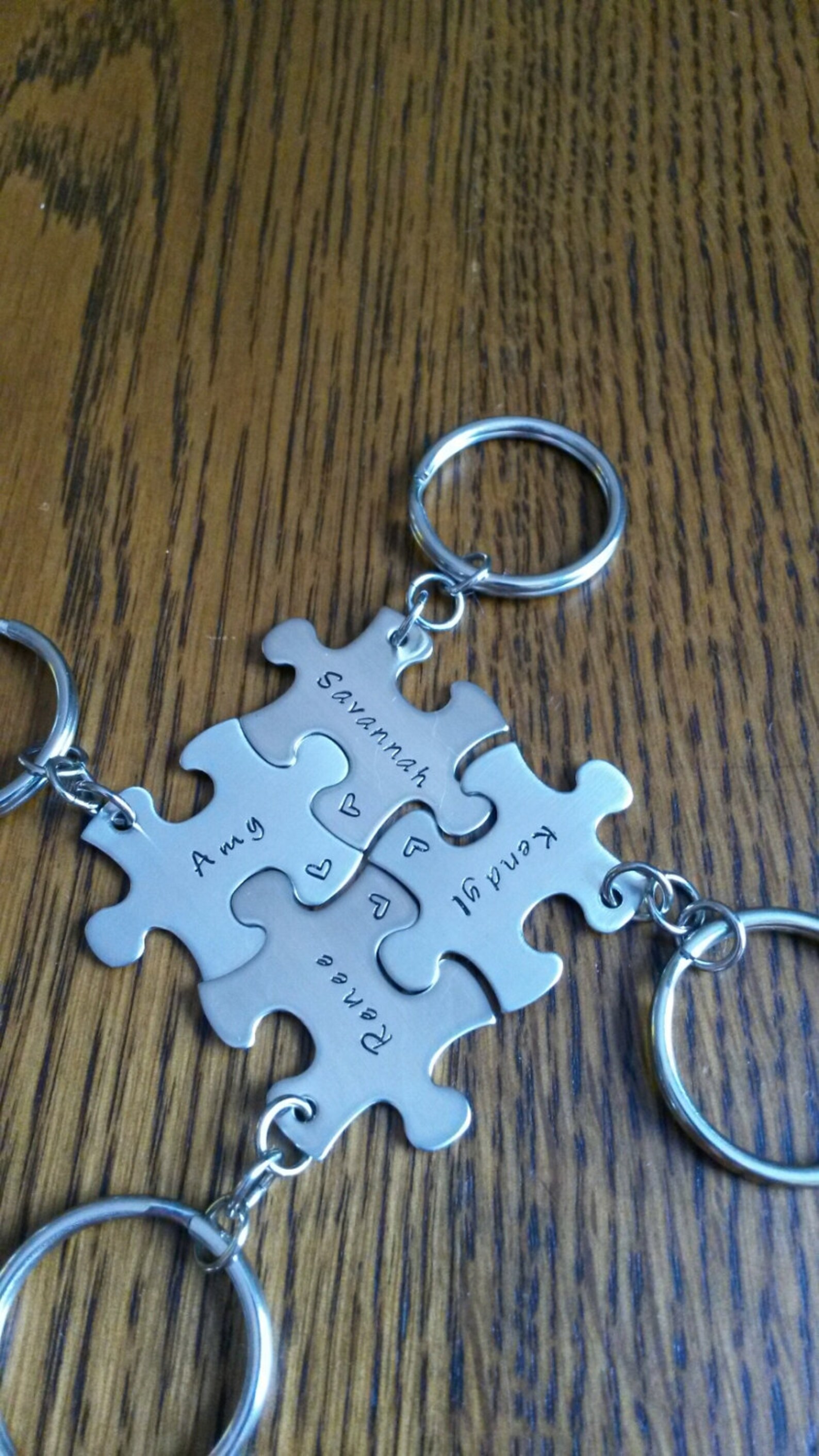 Hand Stamped Puzzle Piece Keychains Family Keychains Best | Etsy