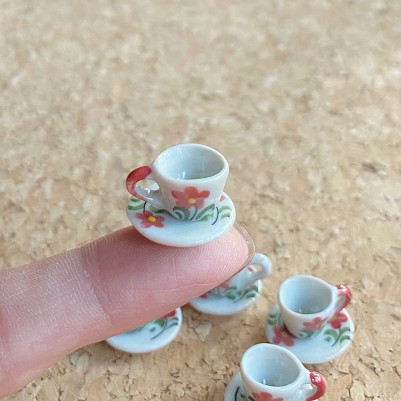 5 Miniature Empty Coffee Cup Set MiniatureDollhouse Coffee | Etsy