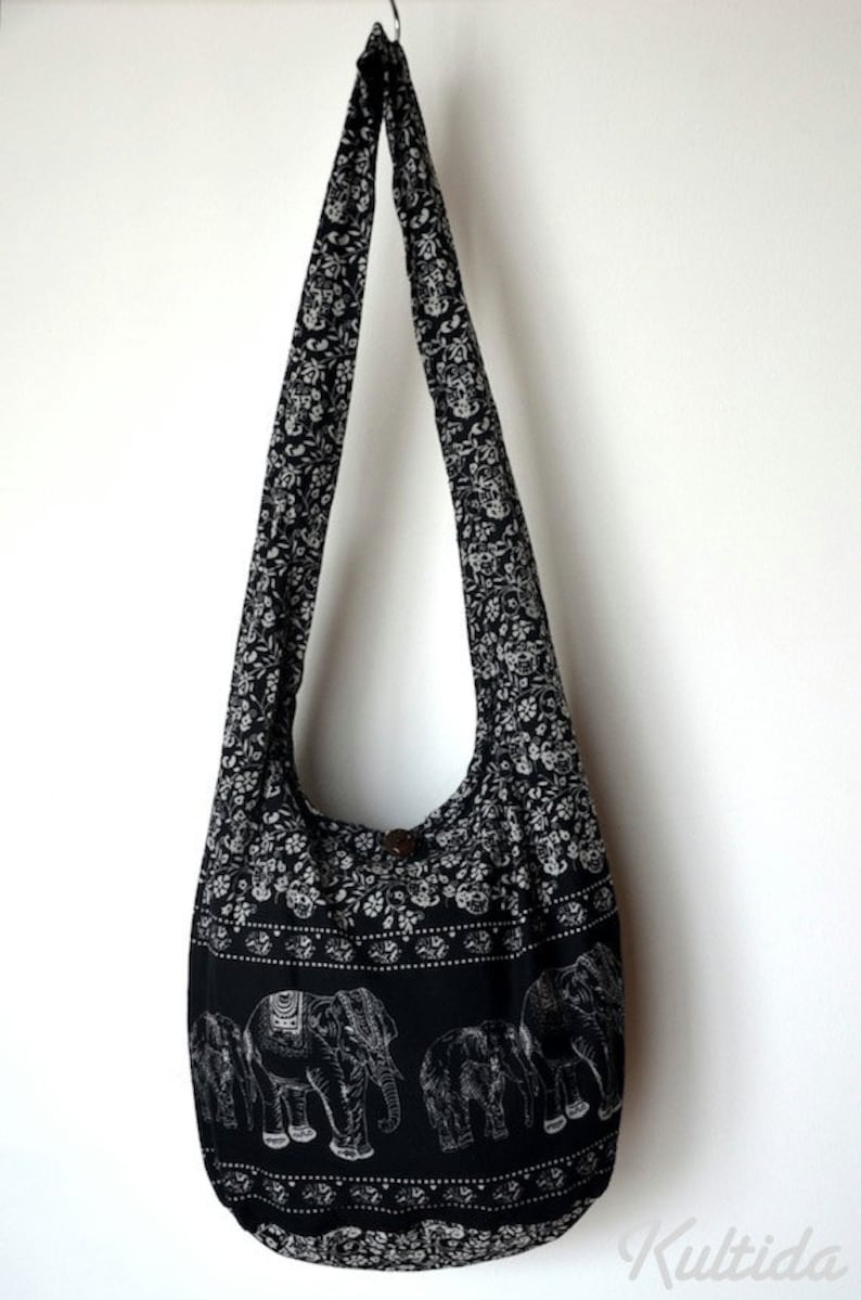 Black Cotton Bag Handbags Elephant Bag Hippie Hobo Bag Boho | Etsy