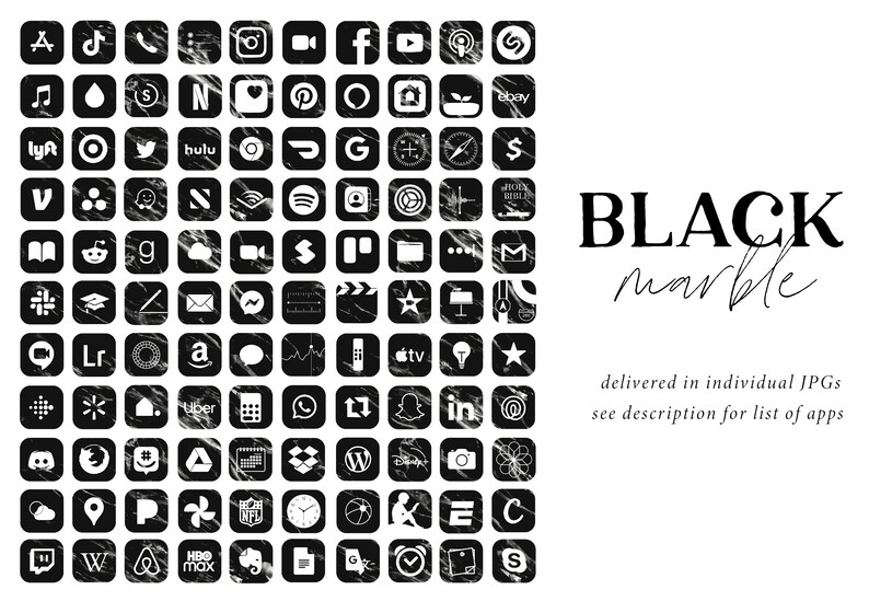 550 Icons MEGA Marble iOS iPhone Apps Black White Grey | Etsy